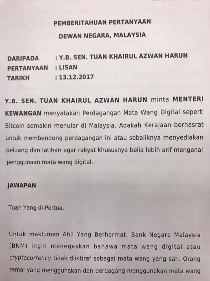Urusniaga Bitcoin Tidak Diiktiraf Oleh Bank Negara Malaysia – Azwan Bro ...