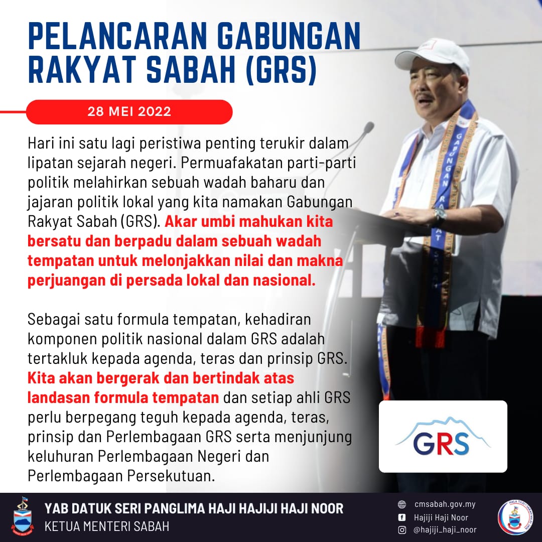 Pelancaran Gabungan Rakyat Sabah (GRS) – JALINLUIN.COM
